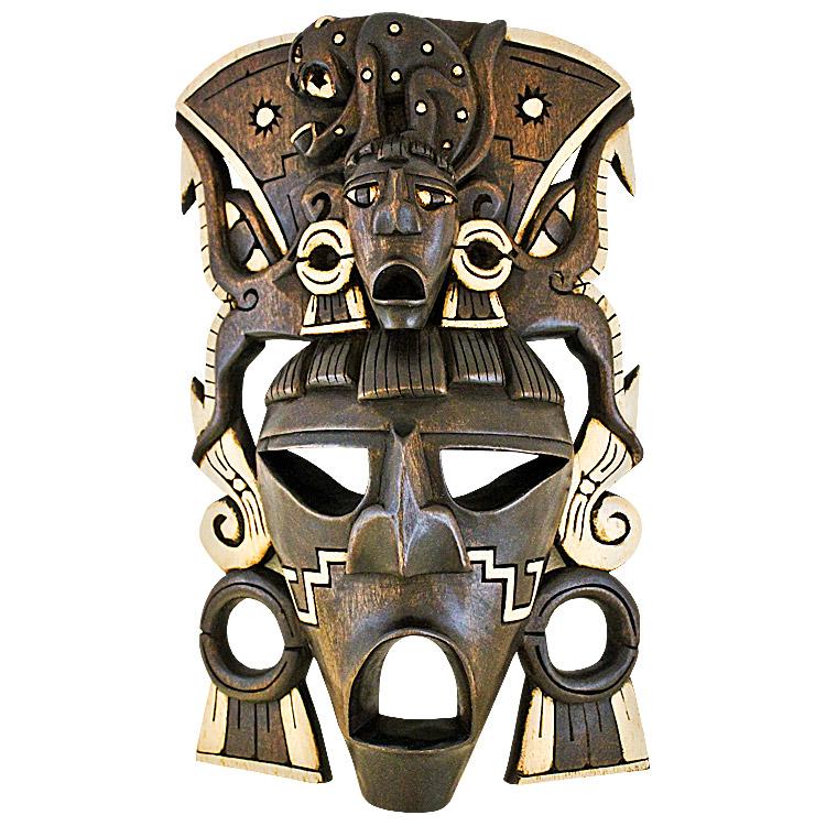 Carved Masks - Mayan Mask:Shaman Headdress - WM008
