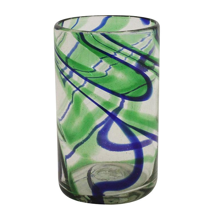 Handblown Glassware Collection - Blue Green Swirl