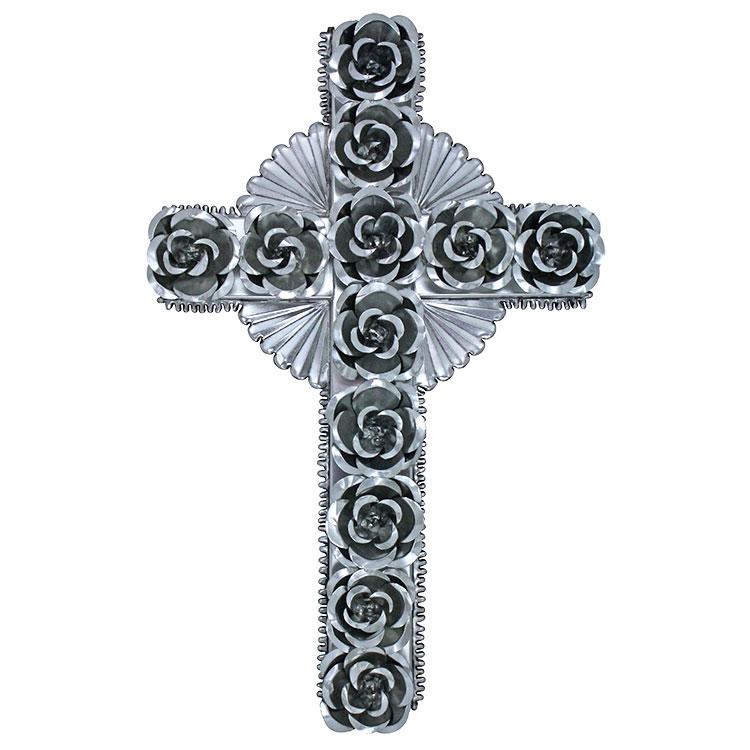 Crosses - Cross with Roses: Natural Finish - DSMC010