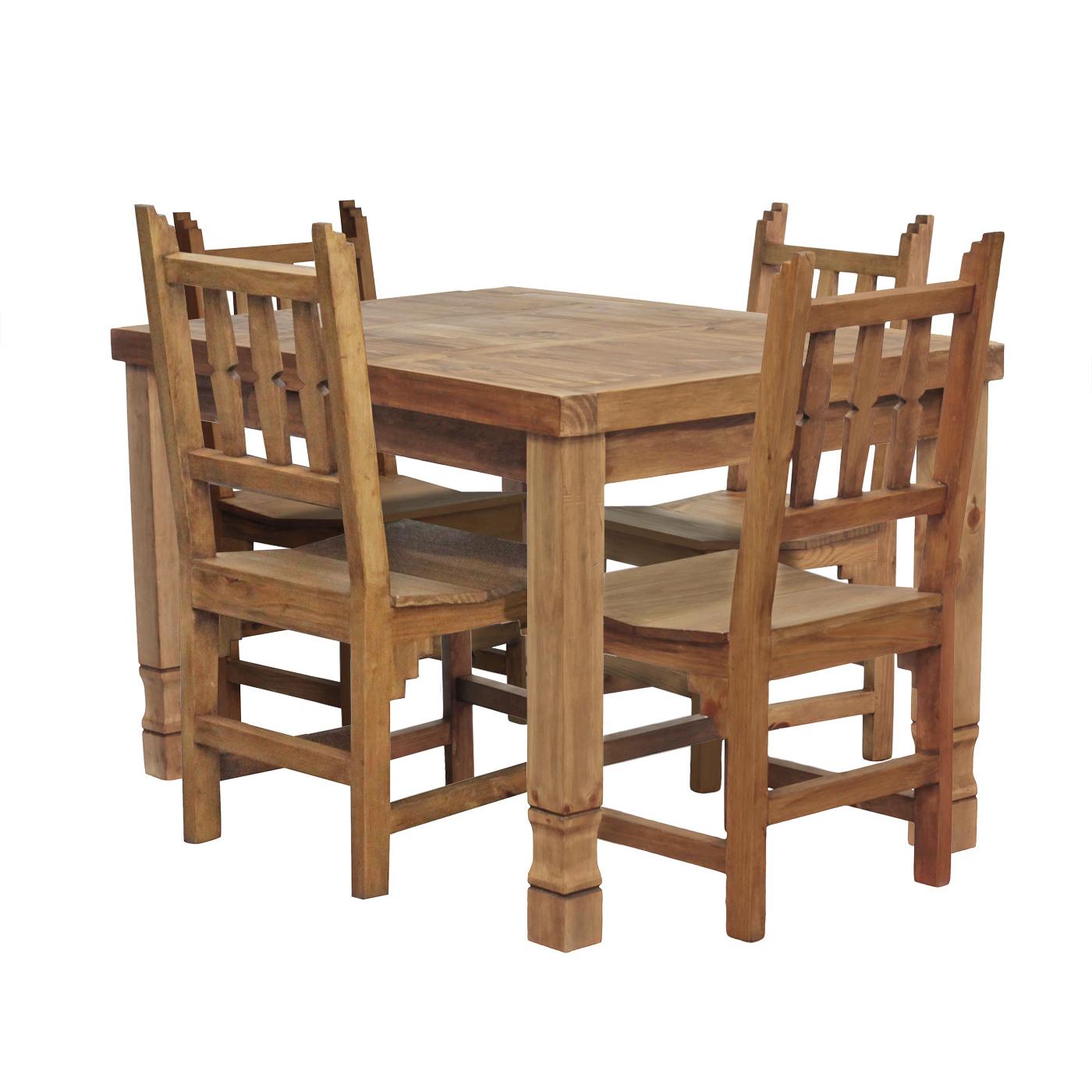 Rustic Pine Collection - Square Julio Dining Set w/ New Mexico Chairs ...